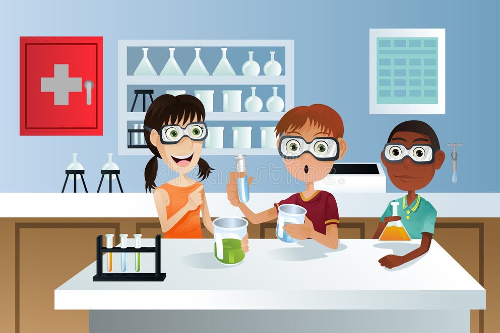 Students in Science Project Stock Vector - Illustration of experimental ...