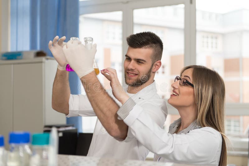 Scientists Students with Teacher in Lab Classrom Stock Image - Image of ...