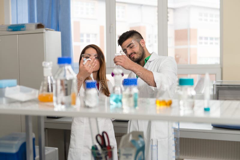 Students Scientists Working in Lab Stock Image - Image of person, group ...
