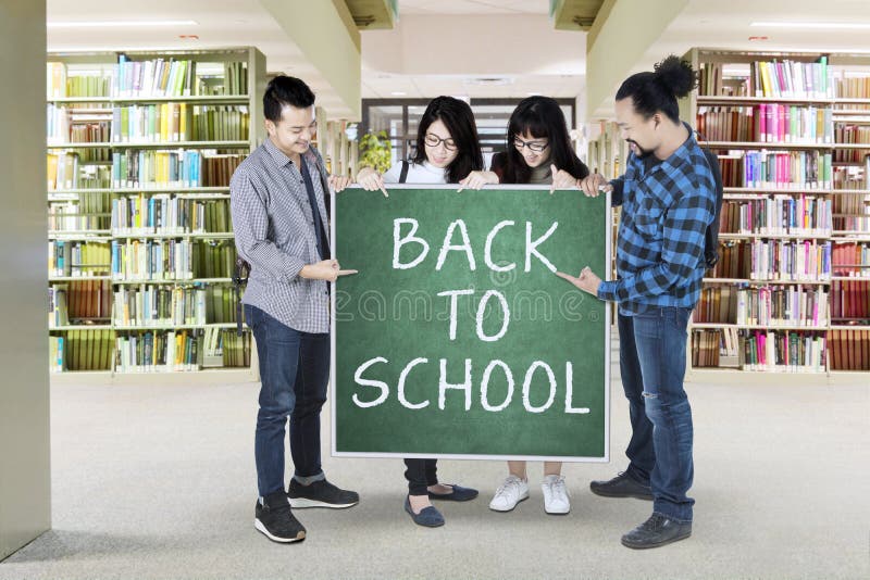 Students Show Text of Back To School Stock Photo - Image of holding ...