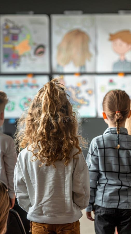 Students Showcase Knowledge Day Projects with Children and Posters in ...