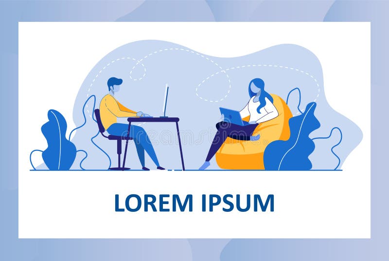 Students Sit at Desk Studying Distant on Laptop. Stock Vector ...