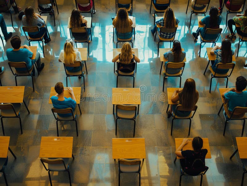 Students Sit at Desks in Classroom Stock Illustration - Illustration of ...