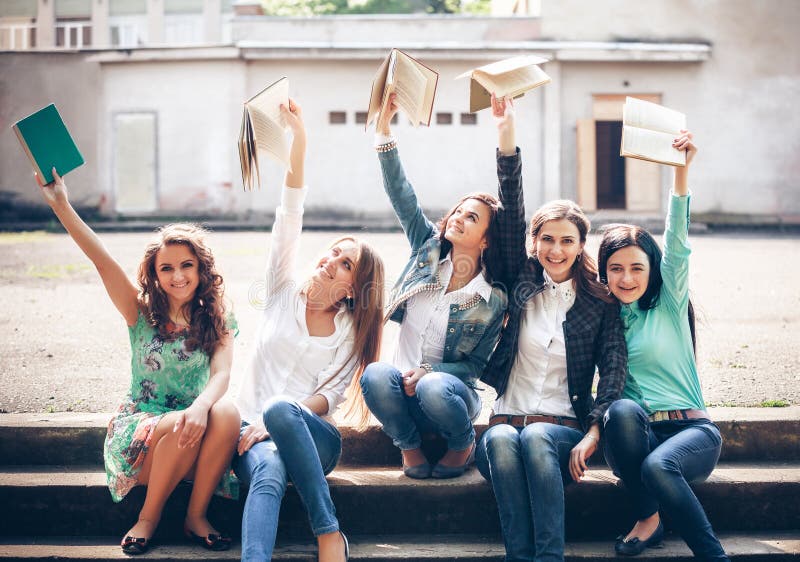 Group of Students Sitting with a Books Stock Photo - Image of ...