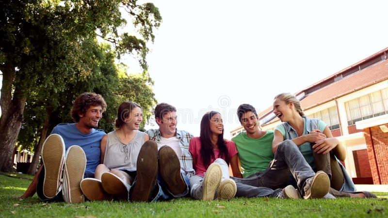 Students Sitting on the Grass Together Talking Stock Video - Video of ...
