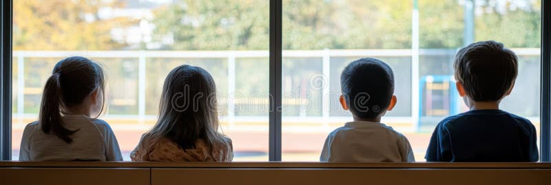 Students, Sitting Quietly in a Classroom, Look Out at a Deserted ...