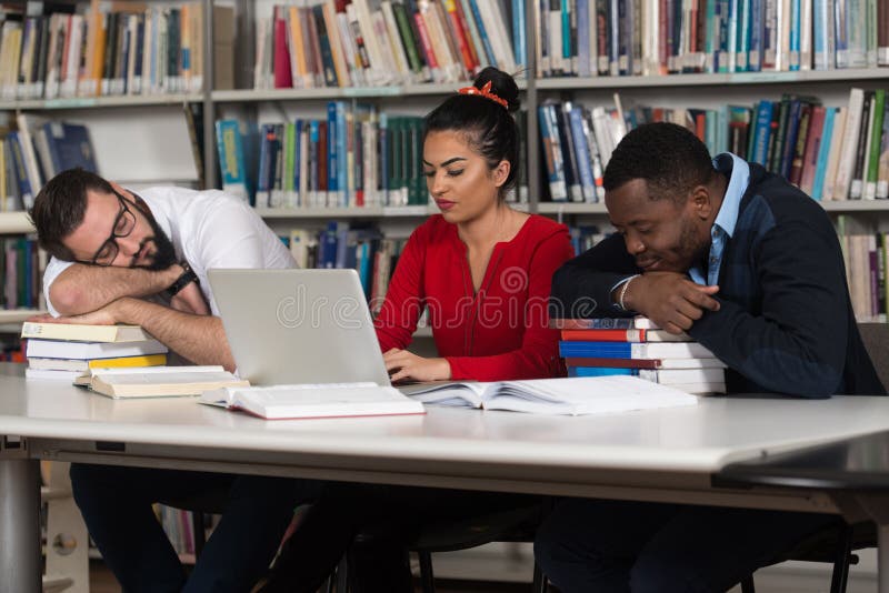 Students Sleeping in Library Stock Photo - Image of confident, bored ...