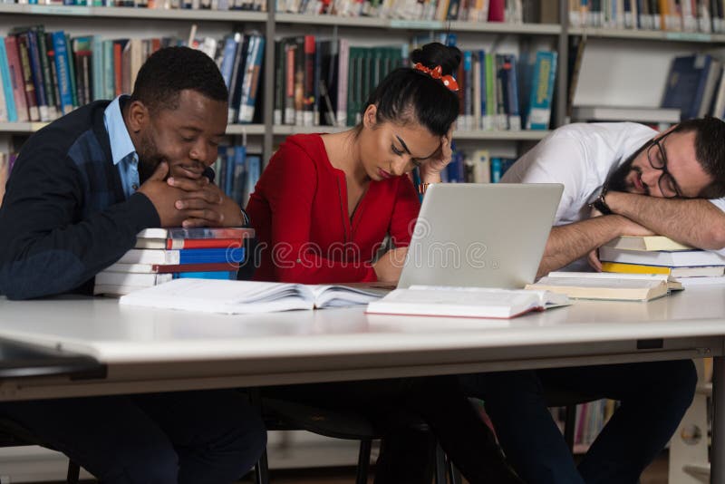 Students Sleeping in Library Stock Photo - Image of couple, eyeglasses ...