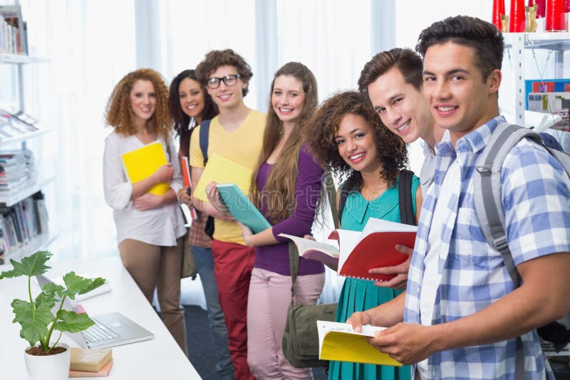 Students Smiling at Camera Standing in a Line Stock Image - Image of ...