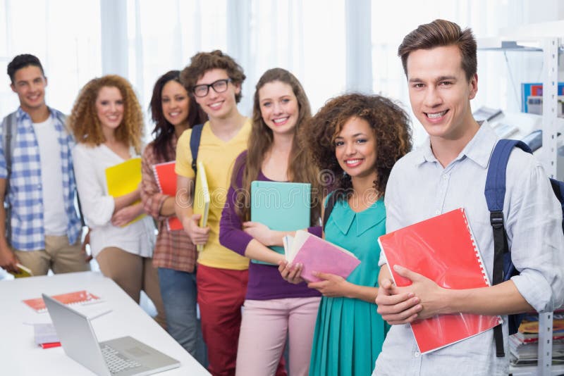 Students Smiling at Camera Standing in a Line Stock Image - Image of ...