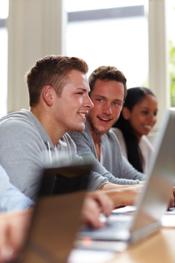 Students smiling in class stock image. Image of seminar - 21304575