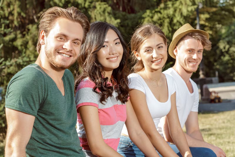 Four Students Smiling Warmly Stock Photos - Free & Royalty-Free Stock ...