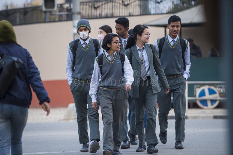 Students on the Streets of Kathmandu in Nepal. Editorial Stock Image ...