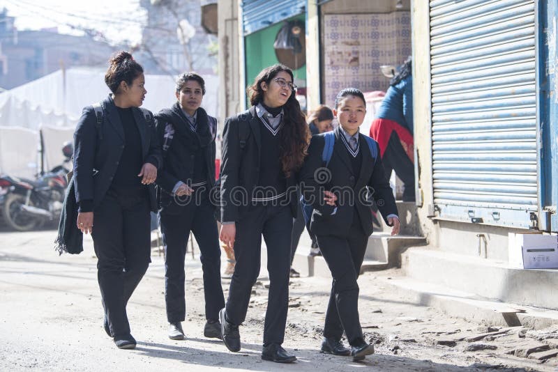 Students on the Streets of Kathmandu in Nepal. Editorial Stock Image ...