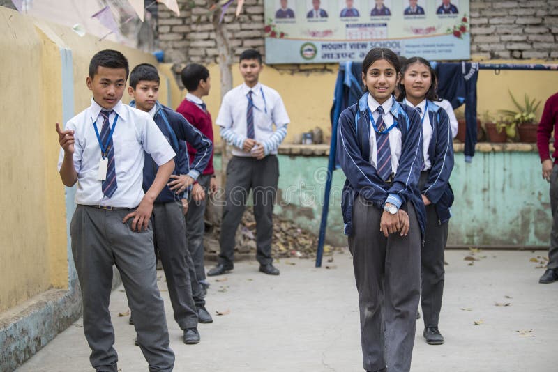 Students on the Streets of Kathmandu in Nepal. Editorial Photography ...