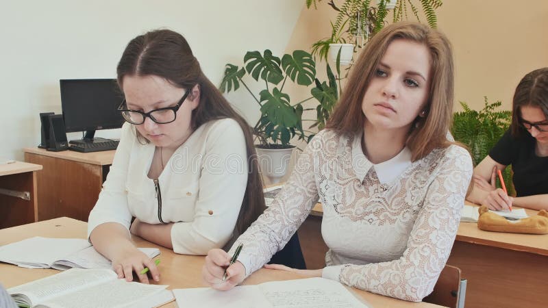 Students Study in the Classroom at the School Desk Stock Video - Video ...