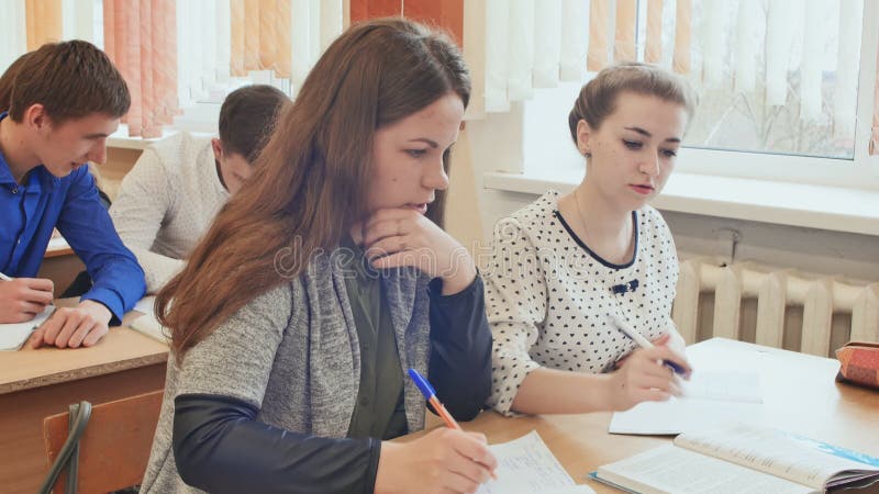 Students Study in the Classroom at the School Desk Stock Video - Video ...