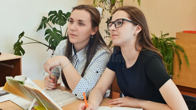 Students Study in the Classroom at the School Desk Stock Photo - Image ...