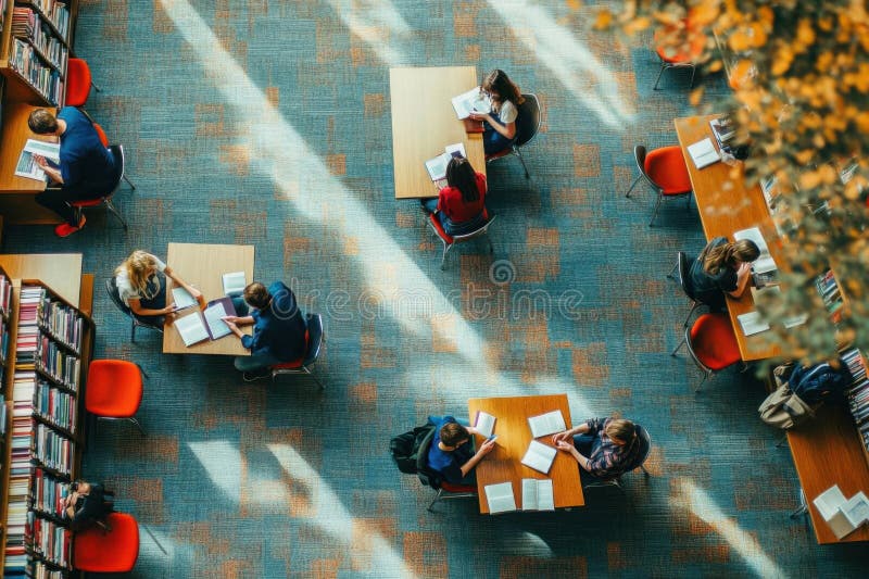 Students Study at Desks in Library, Preparing for Exams and Academic ...