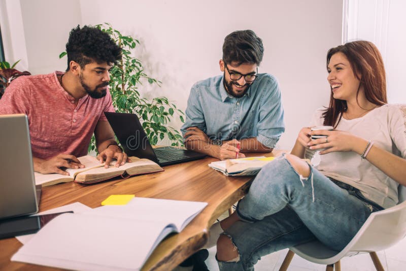 Students study at home. stock image. Image of coffee - 109616375