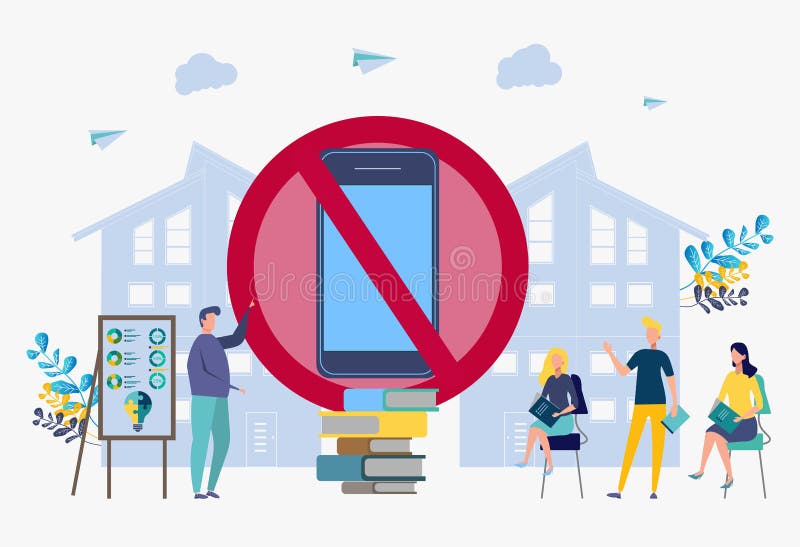 No Smartphone Sign In A Flat Design. Vector Illustration Stock Vector ...
