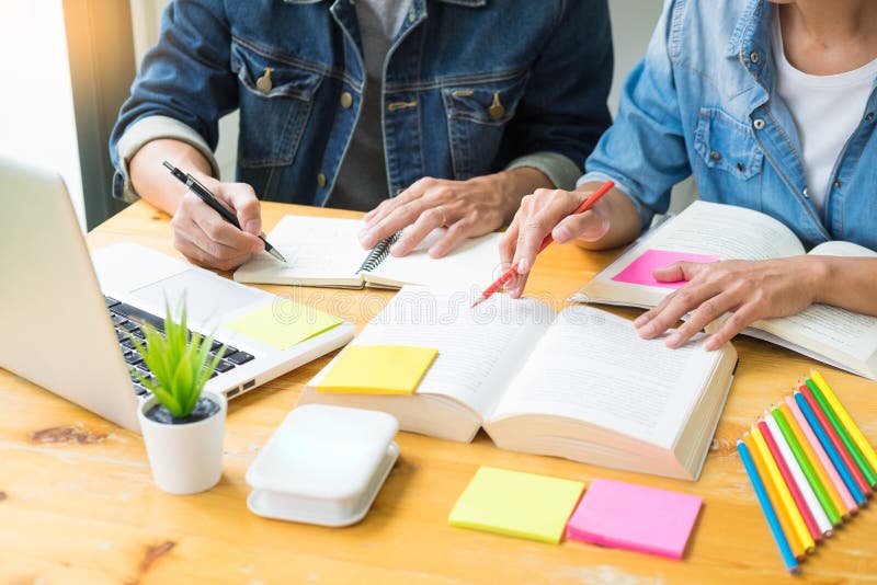 Students Studying and Brainstorming Campus at the University Education ...