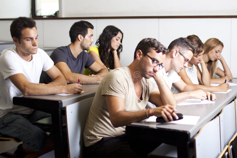 Students Studying with Laptop in Class Room Stock Photo - Image of ...