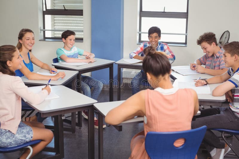 Students Studying in Classroom Stock Photo - Image of communication ...