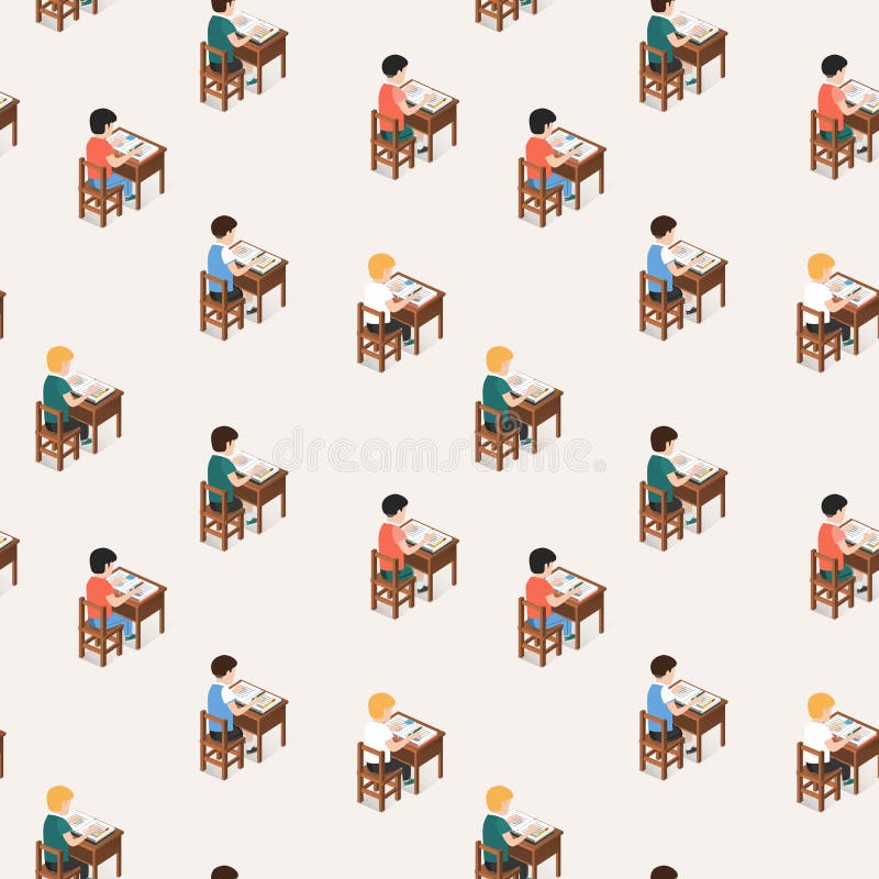 Students Studying in Classroom Stock Vector - Illustration of children ...