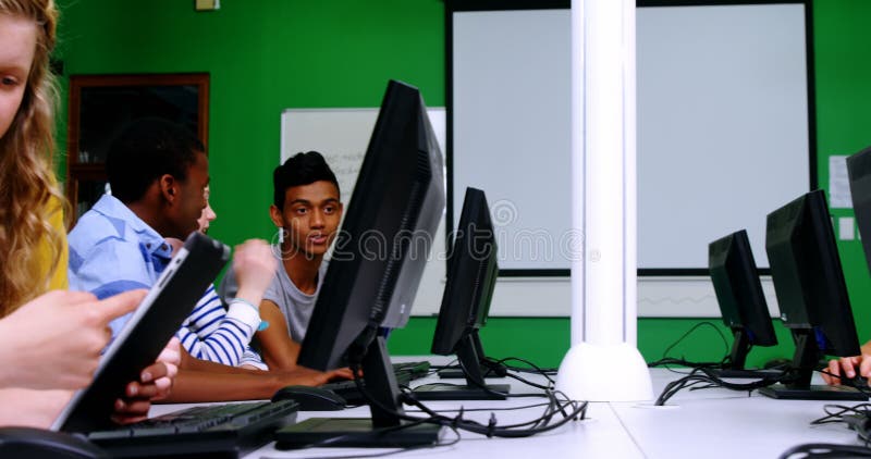 Students Studying on Computer in Classroom Stock Footage - Video of ...