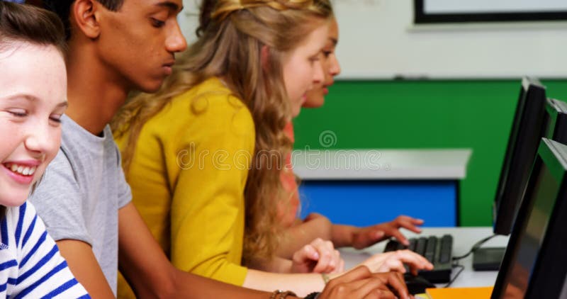 Students Studying on Computer in Classroom Stock Video - Video of ...