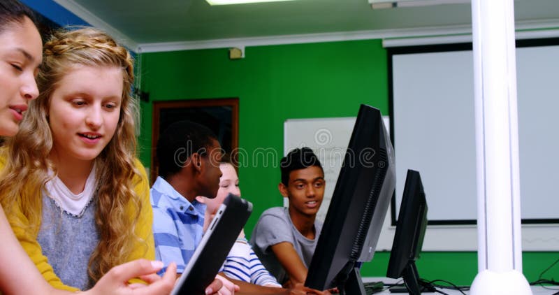 Students Studying on Computer in Classroom Stock Footage - Video of ...