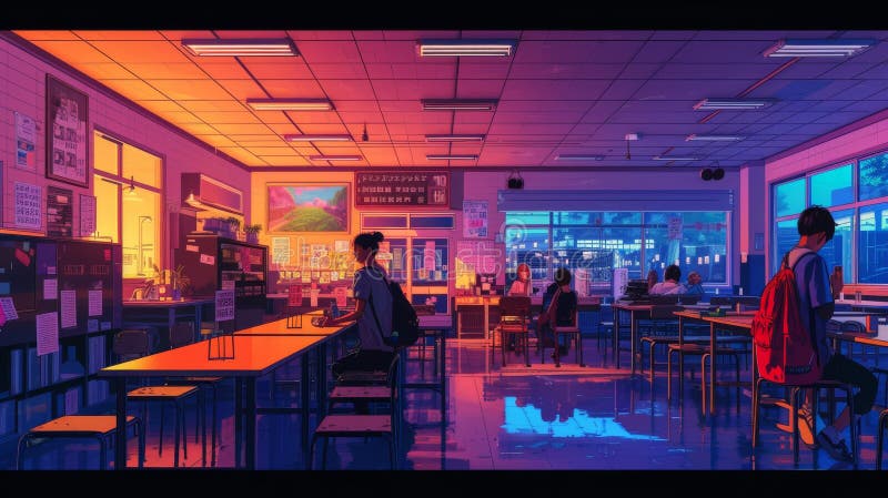 Students Studying in a Cozy Evening Classroom Stock Photo - Image of ...