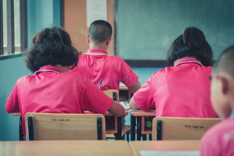 Students are Studying in the Elementary School Classroom. Editorial ...