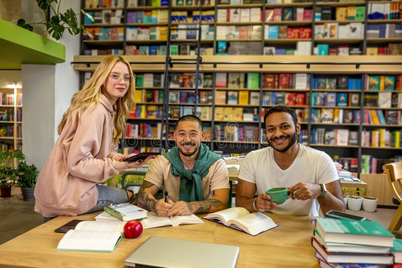 Students Studying in the Library Stock Image - Image of bookstore ...