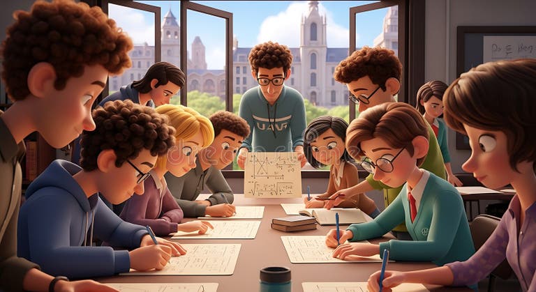 Students Studying Math Together in Classroom with Tutor Stock ...