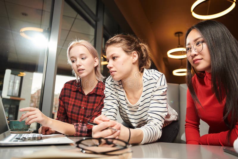 Students studying online stock photo. Image of laptop - 134530684