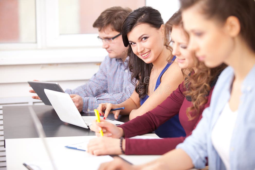Students Studying at School Stock Photo - Image of student, informatics ...