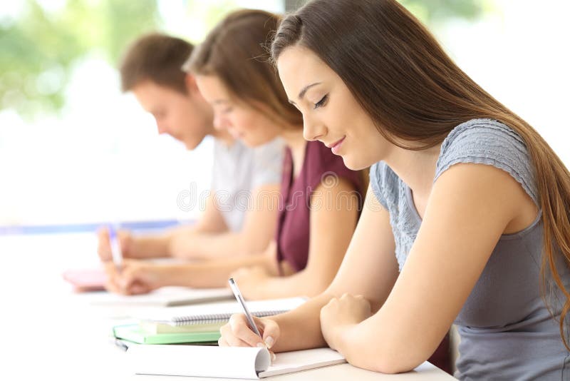 Students Studying Taking Notes at Classroom Stock Photo - Image of ...