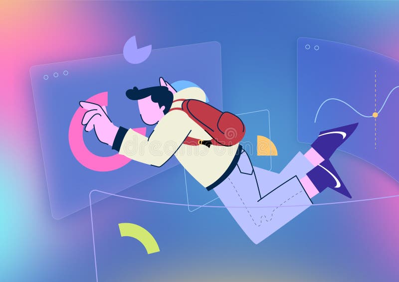 Students are Studying Technology and Information Stock Vector ...