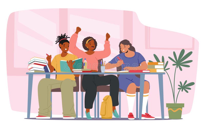 Students Studying Together Enjoying Learning Activity Helping Each ...