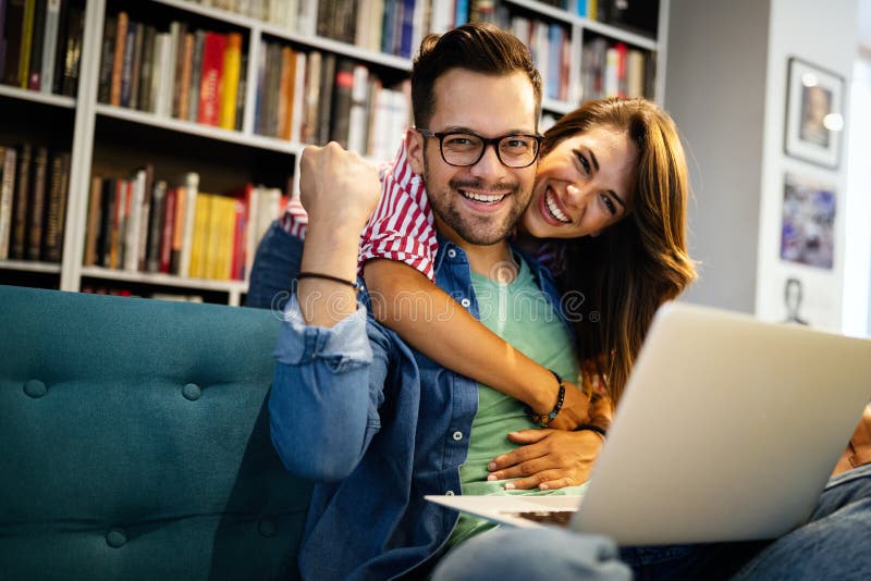 Students are Studying Together in Library. Couple, Study, Technology ...