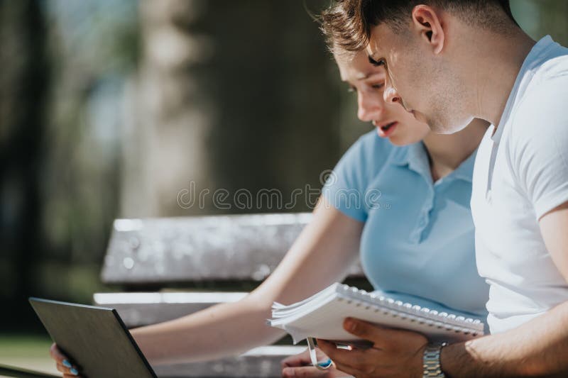 Students Studying Together in a Park, Sharing Knowledge and Ideas in ...