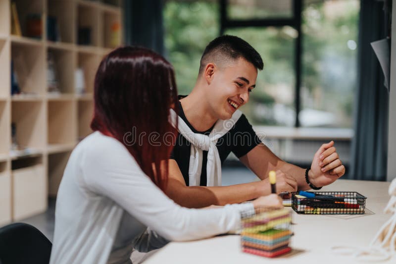 Students Studying Together in a Relaxed and Creative Workspace Stock ...