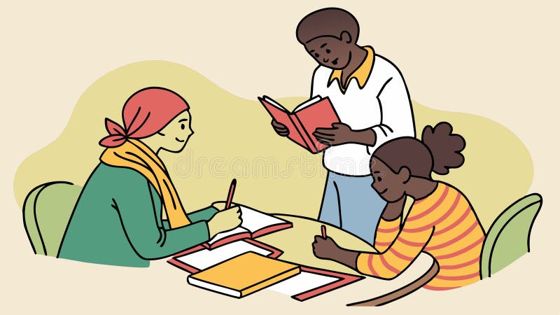 Students Studying Together Vector, Education, Collaboration Learning ...