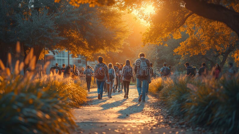 Students Studying at University Stock Illustration - Illustration of ...