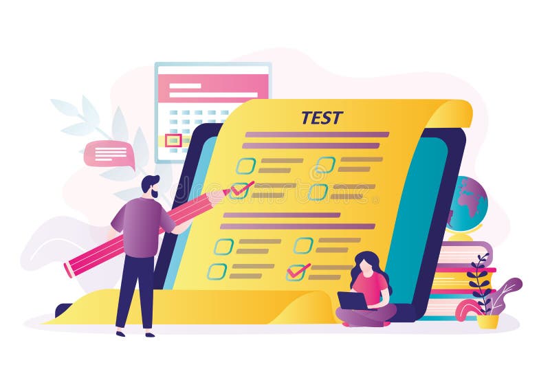 Students Take Exams Online. People Solve Tests on Electronic Devices ...