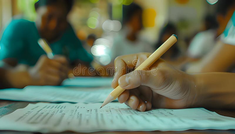 Students Taking Exam in Classroom. Education Test and Literacy Concept ...