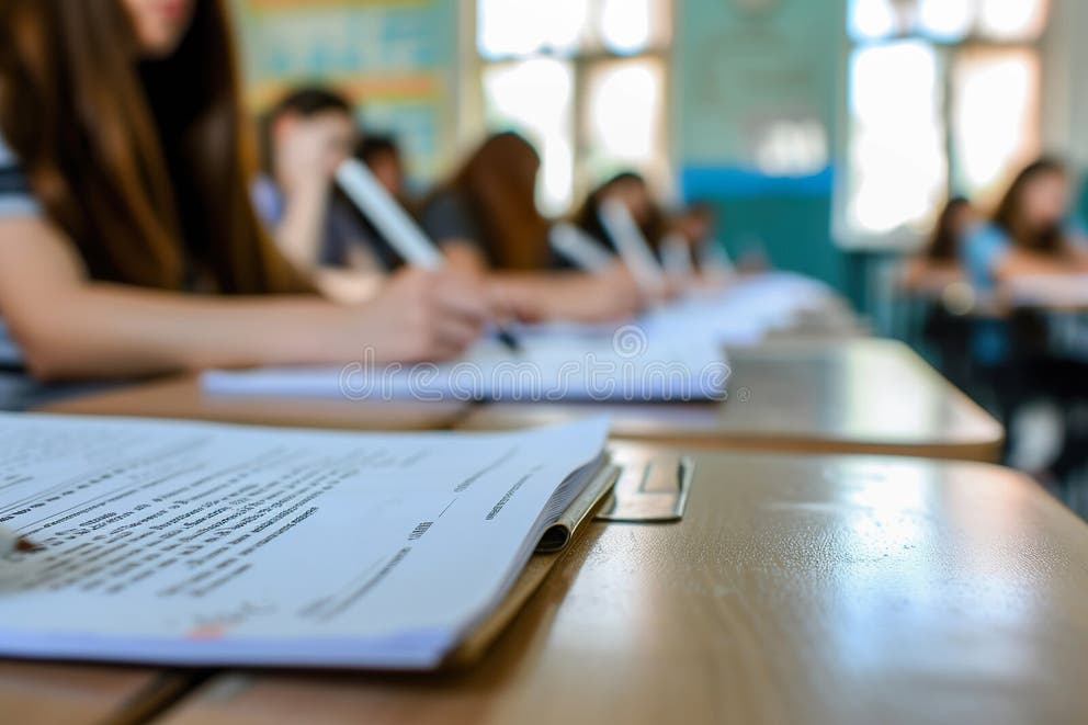 Students Taking Exams in a Classroom Setting Stock Image - Image of ...