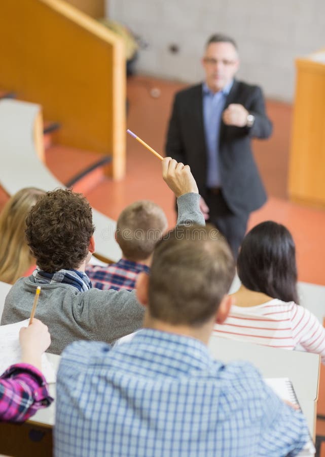 Students with Teacher at Lecture Hall Stock Photo - Image of women ...
